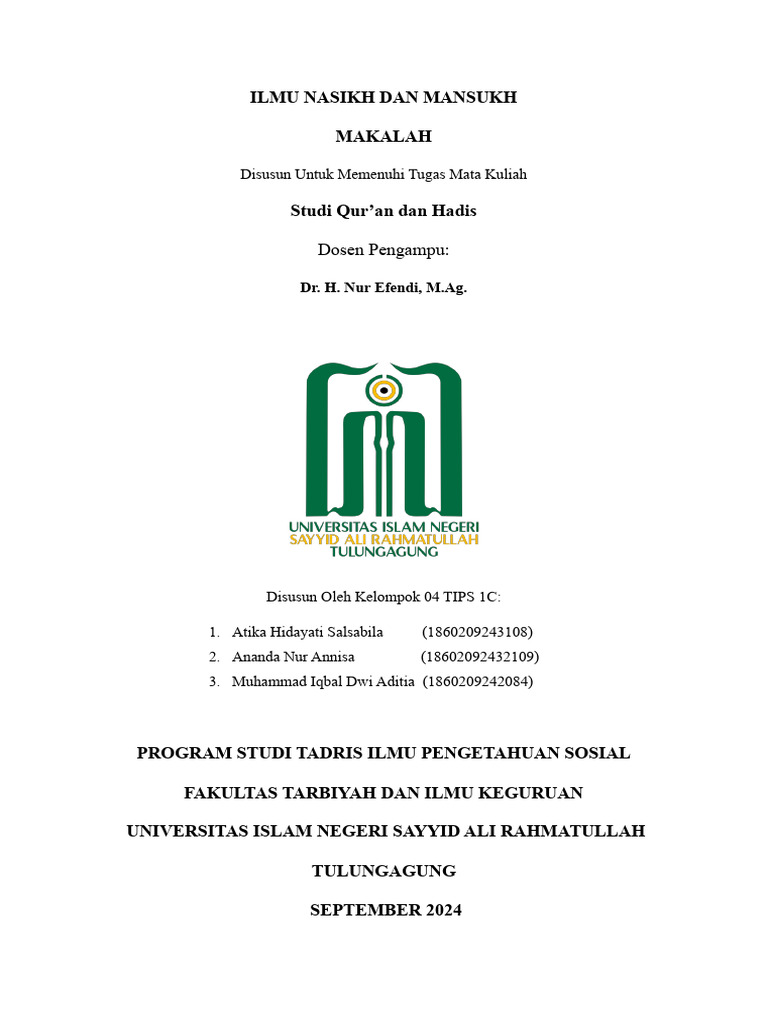 Ilmu Nasikh dan Mansukh dalam Al-Qur'an | PDF