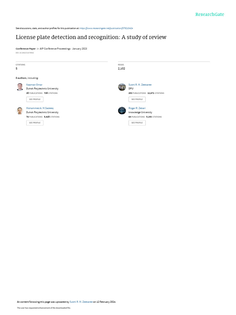 Omar 2023 License Plate Detection and Recogni | PDF | Image ...