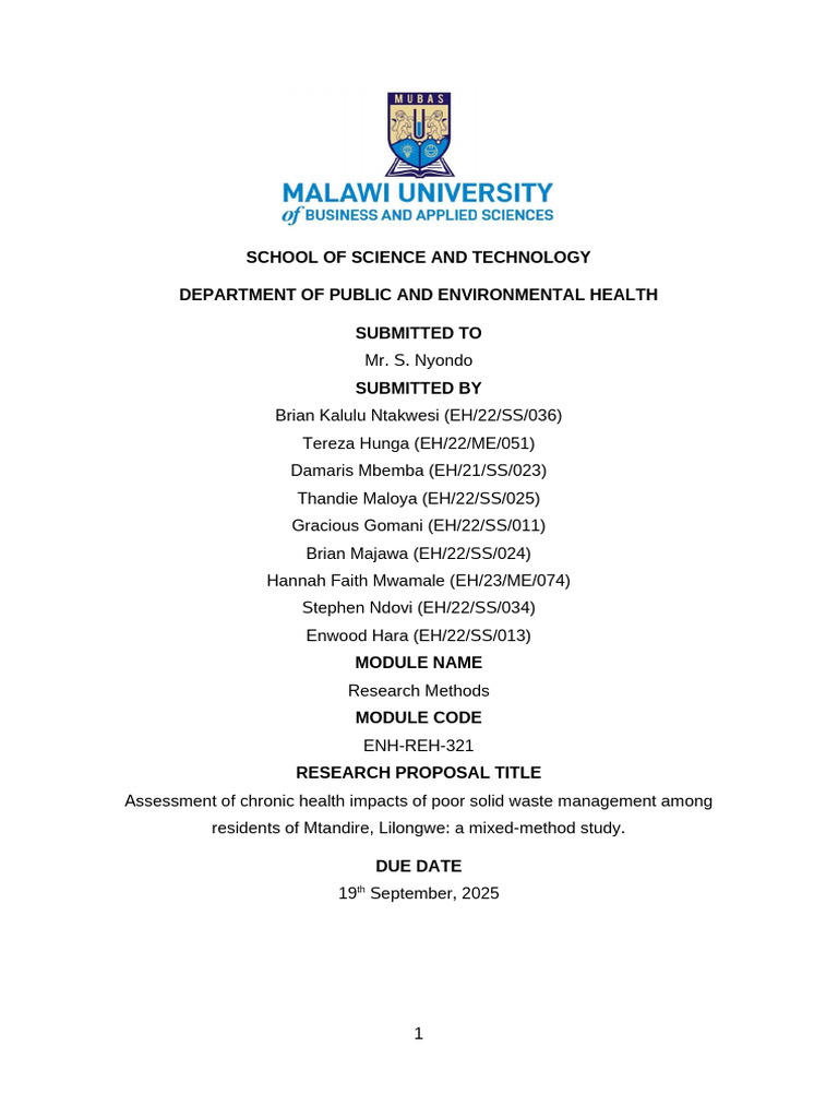 Group 1. Waste Management Research Proposal-2 | PDF | Waste Management ...