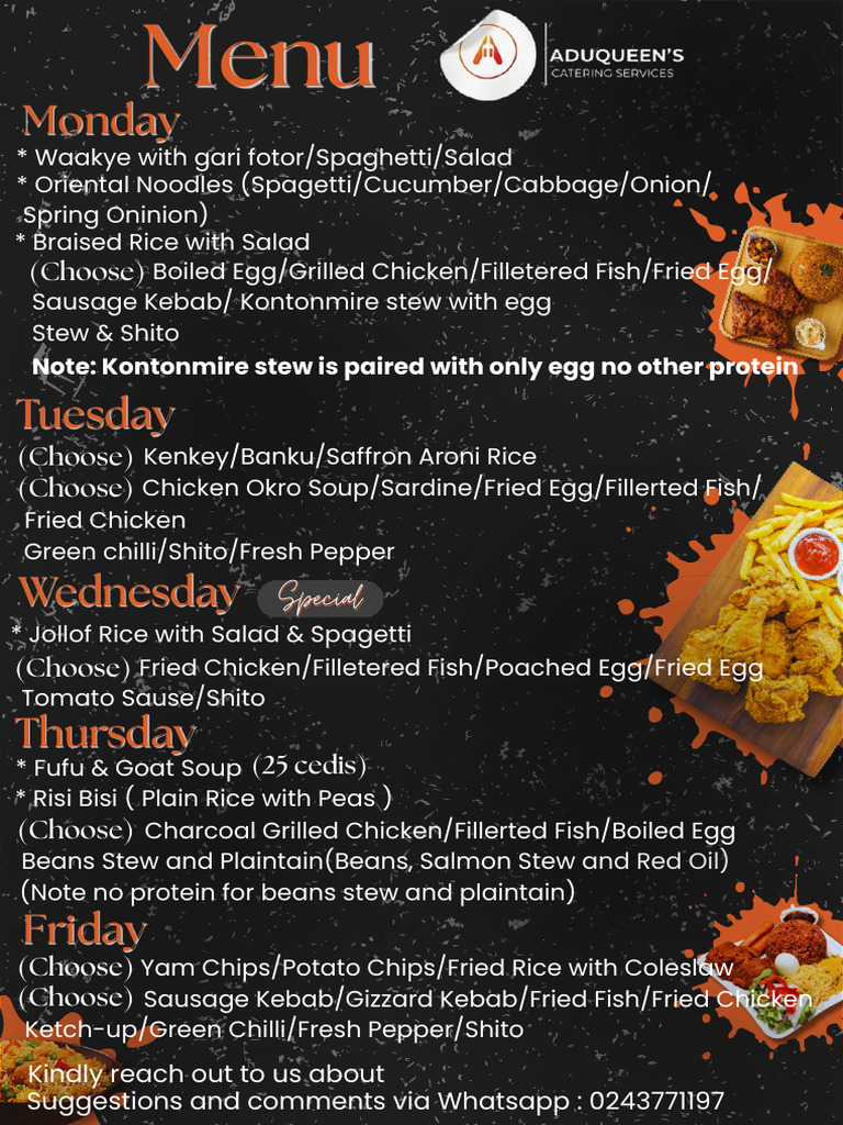 RCS Aduqeen's FOOD MENU 13th October To 17th Octob - 251012 - 071324 | PDF