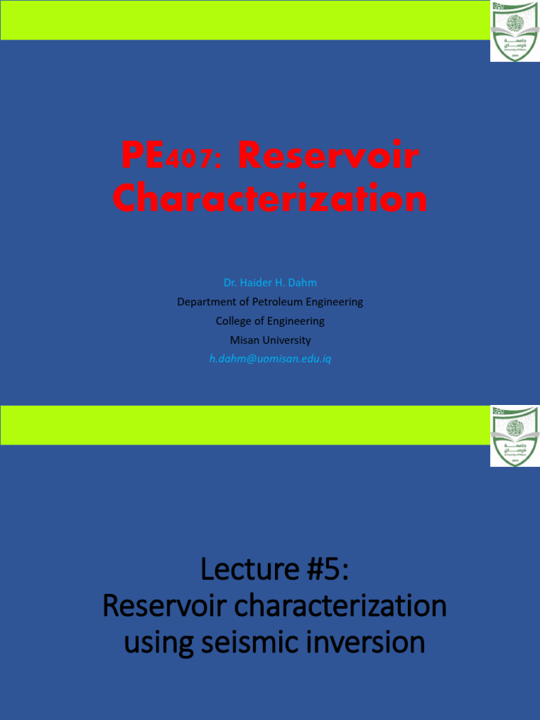Lec5 Reservoir Characterization Using Seismic Inversion | PDF ...