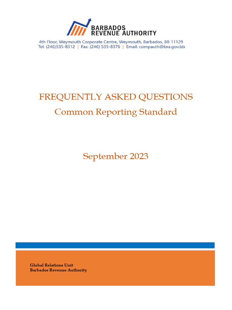 FAQs - Common Reporting Standard - September 2023 | PDF | Taxes | Economies