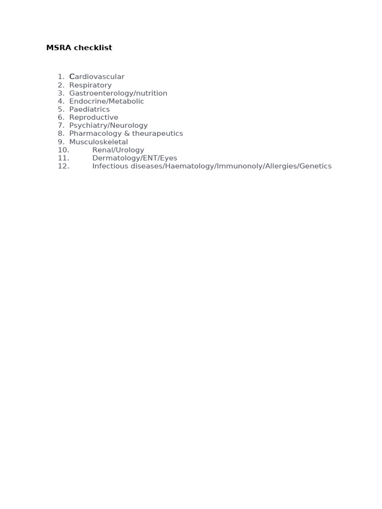 MSRA Checklist | PDF