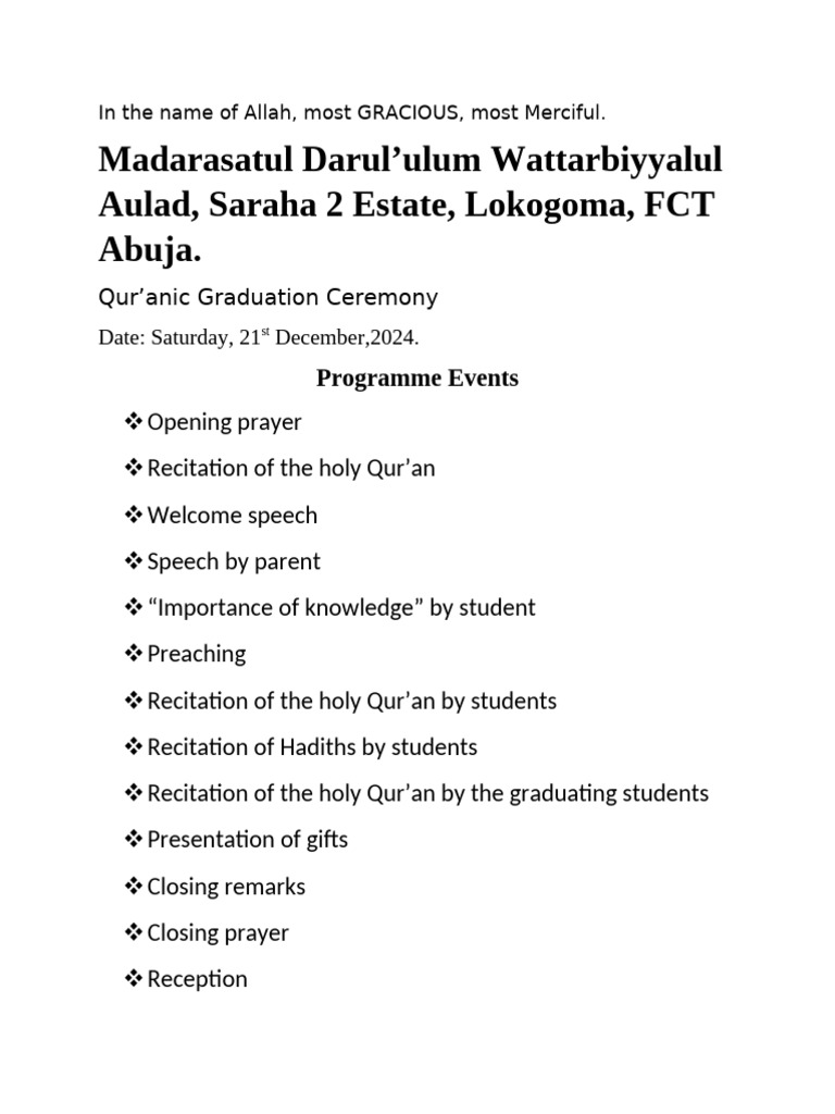 Islamiyya Events | PDF