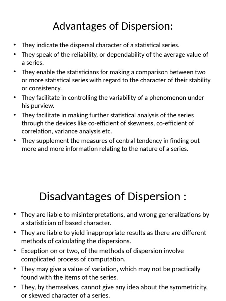 Pros and Cons of Statistical Dispersion | PDF