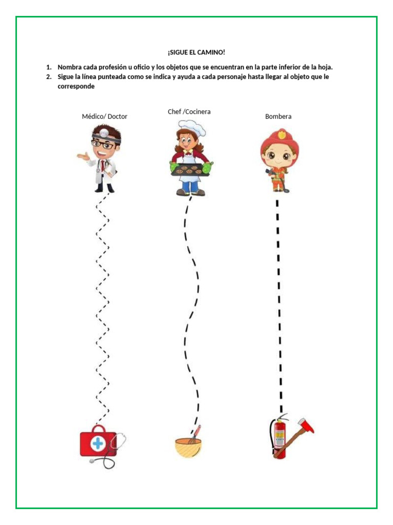 Profesiones y Objetos: Actividad Interactiva | PDF