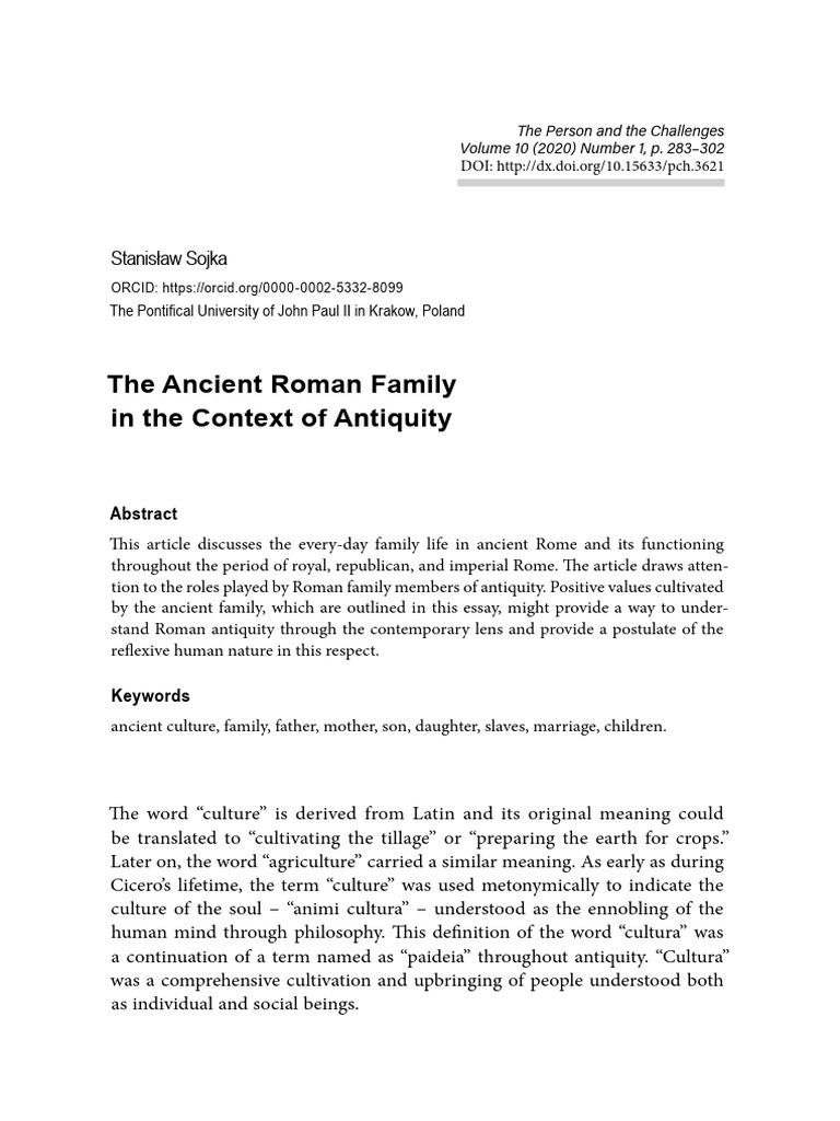 The Ancient Roman Family in The Con | PDF | Wedding | Engagement