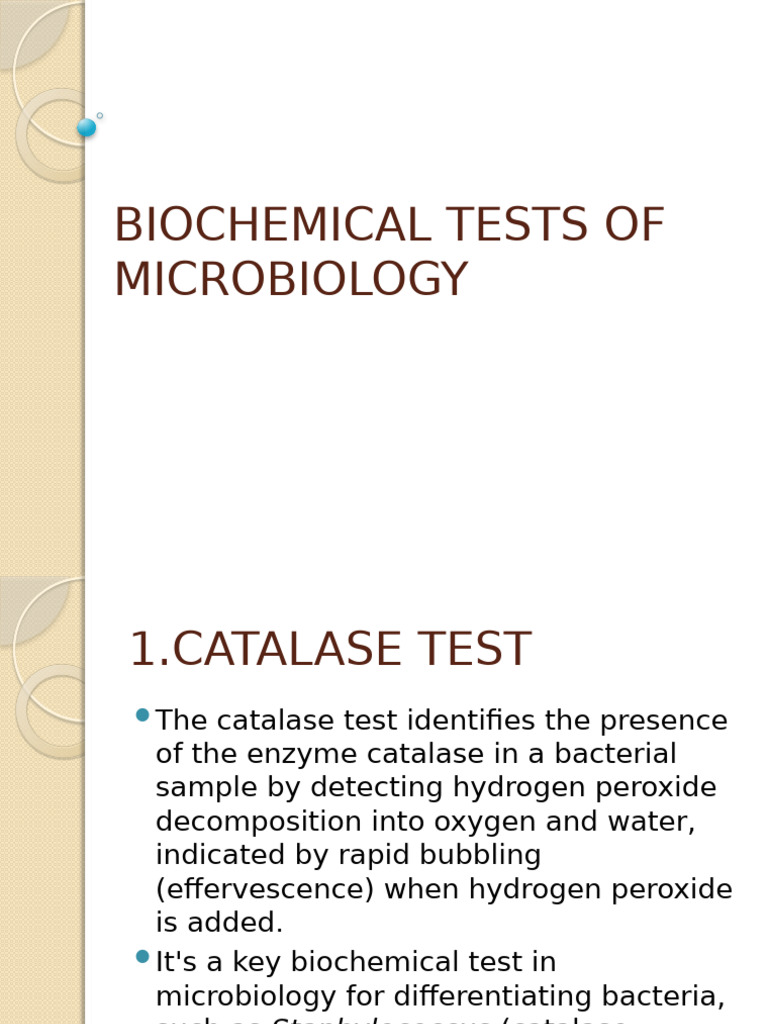 Biochemical Tests of Microbiology | PDF | Catalase