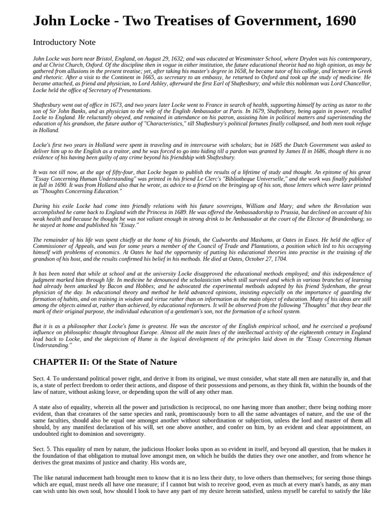 John Locke - Two Treatises of Government | PDF | John Locke | Crimes