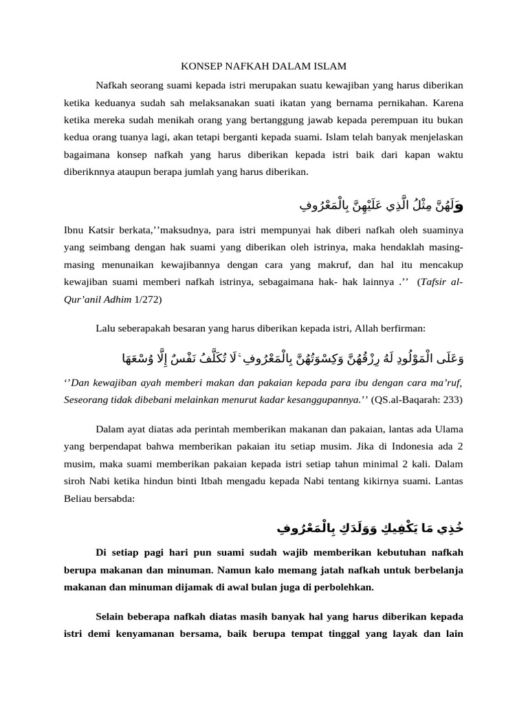 Konsep Nafkah Dalam Islam | PDF