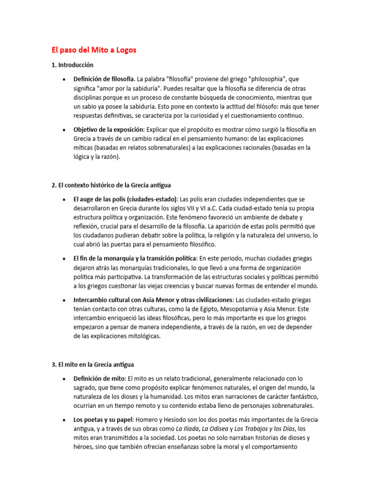 El Paso Del Mito A Logos Keylin Bardales | PDF | Mitología griega | Razón