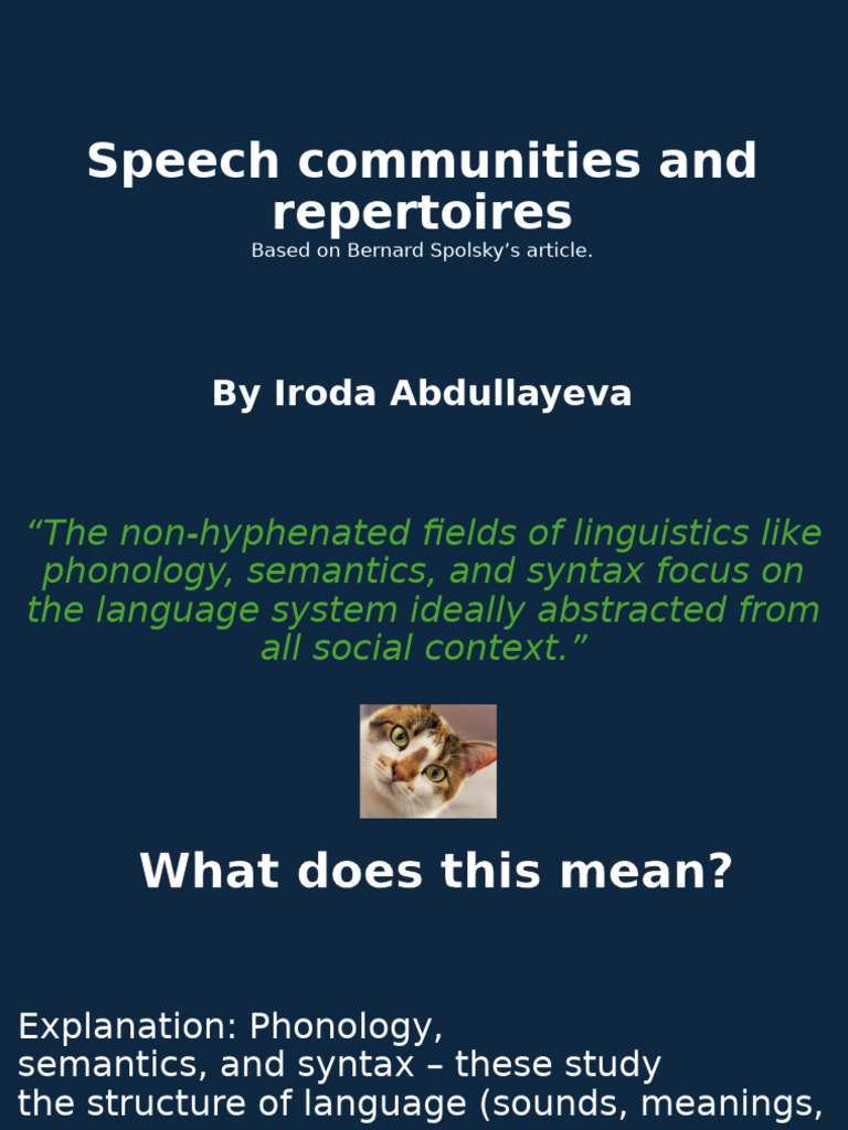 Speech Community and Repertoire | PDF | Grammar | Sociolinguistics