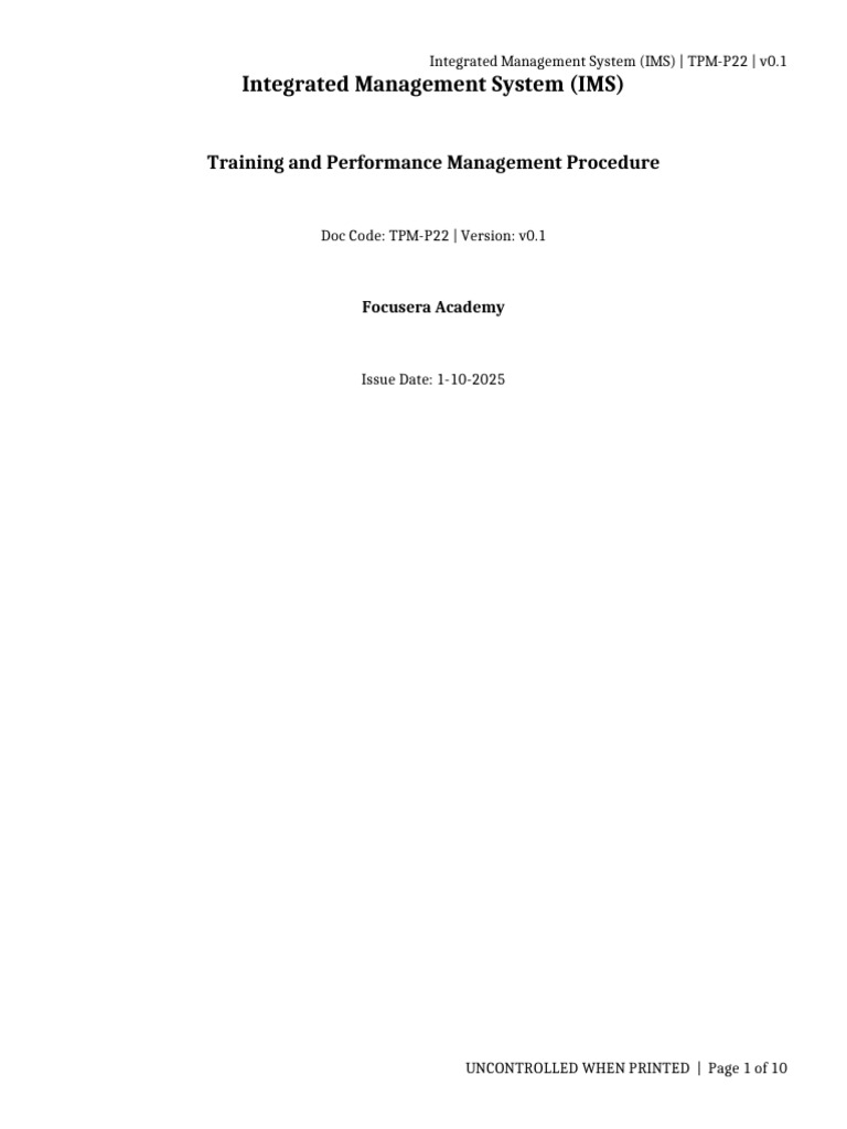 TPM P22 Training and Performance Management Procedure v0.1 Enhanced ...