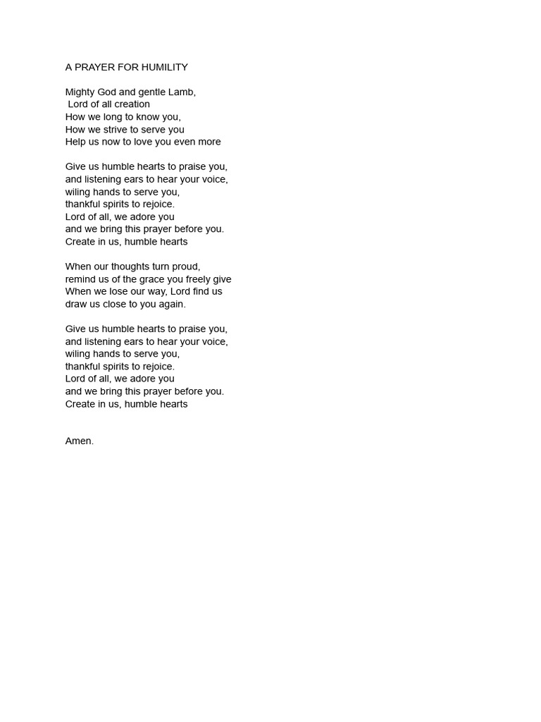 A Prayer For Humility | PDF