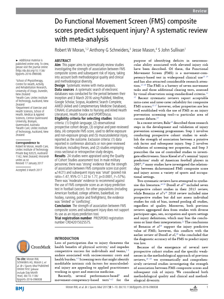 Do Functional Movement Screen FMS Composite Scores Predict Subsequent ...