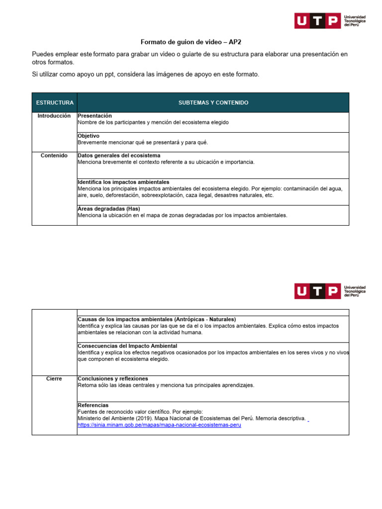 AP2 Formato de Guion HMCHTL | PDF