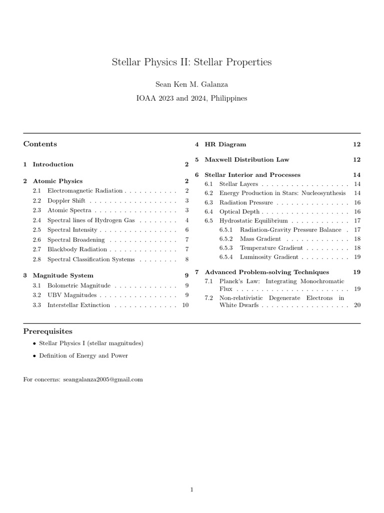 Stellar Properties and Atomic Physics | PDF | Spectral Line | Emission ...