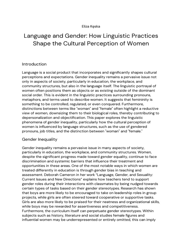 Language's Role in Gender Perception | PDF | Gender Studies | Gender