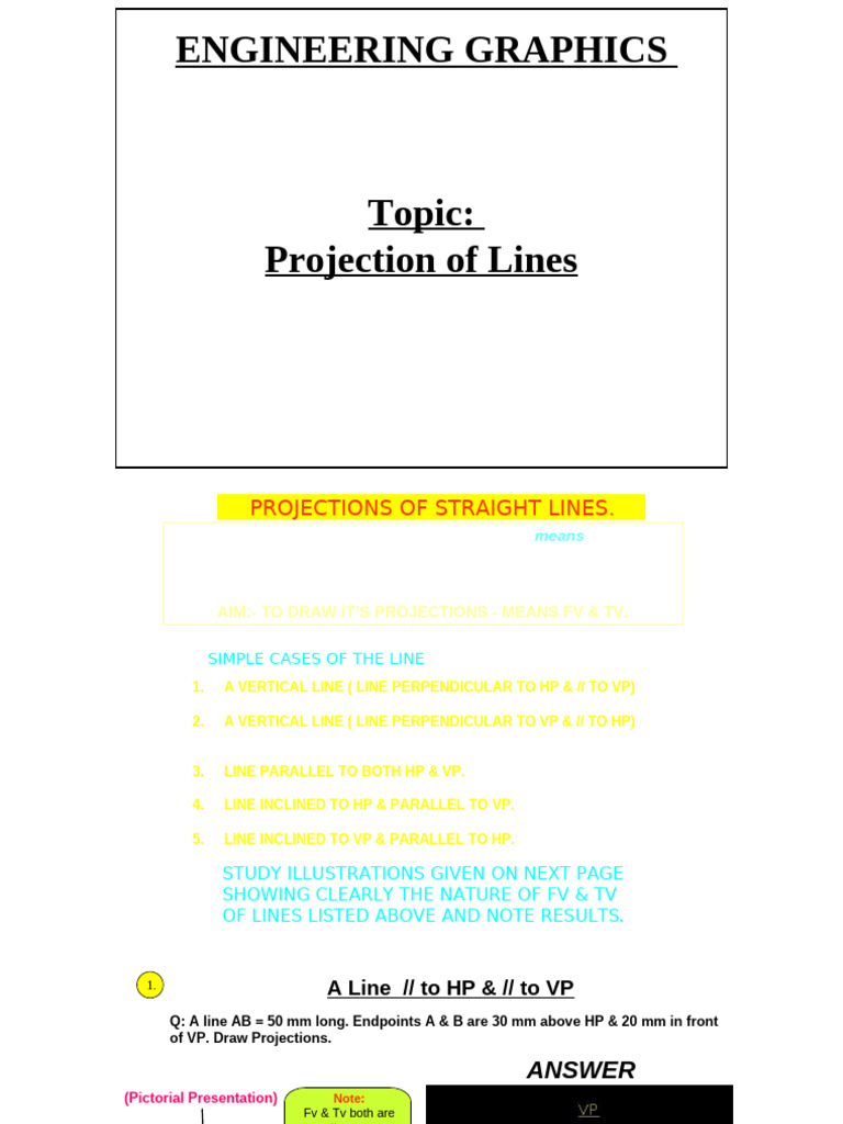 Projections of Lines in Engineering Graphics | PDF | Geometry ...