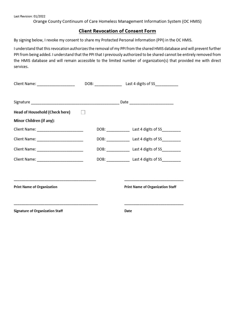 01 2022 Client Revocation of Consent English | PDF