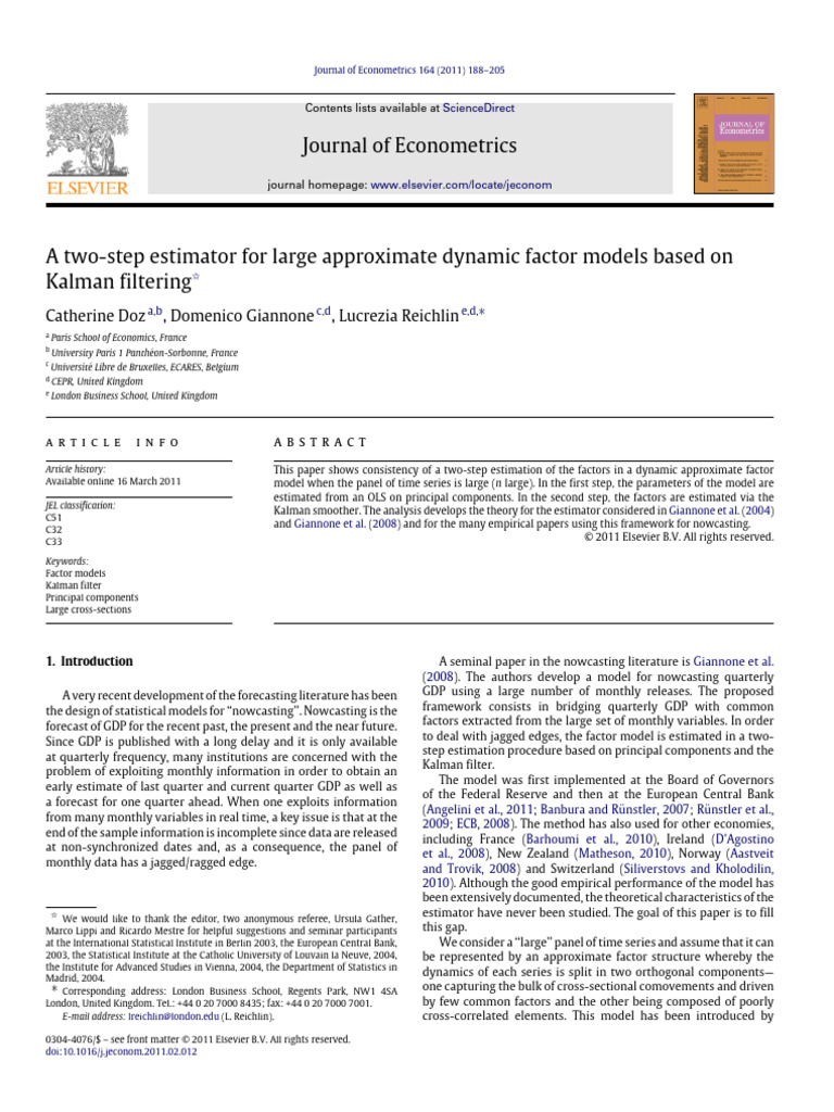 A Two-Step Estimator For Large Approximate Dynamic Factor Models Based ...