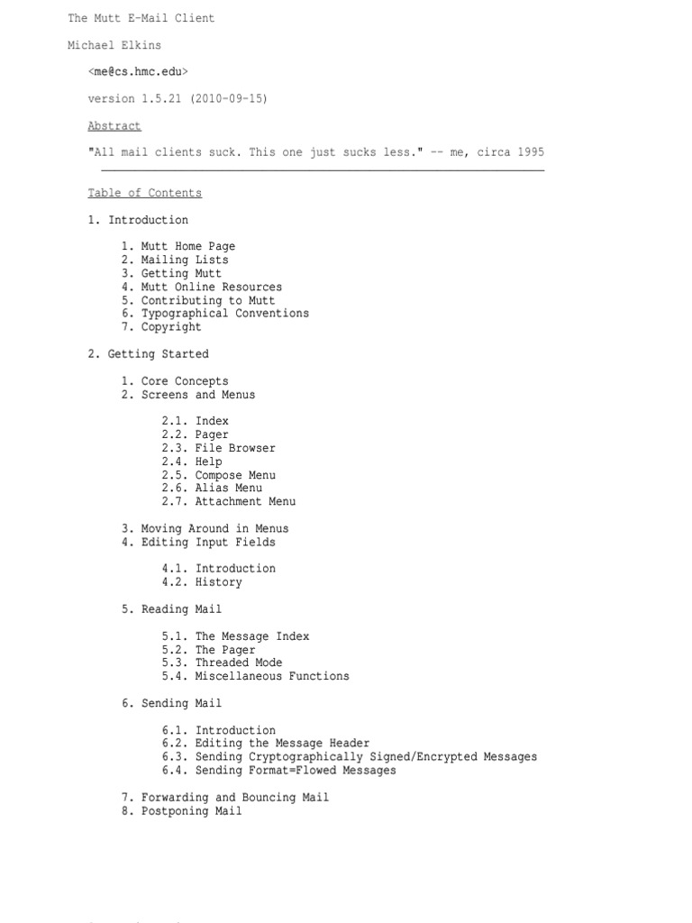 Mutt | PDF | Email | Command Line Interface