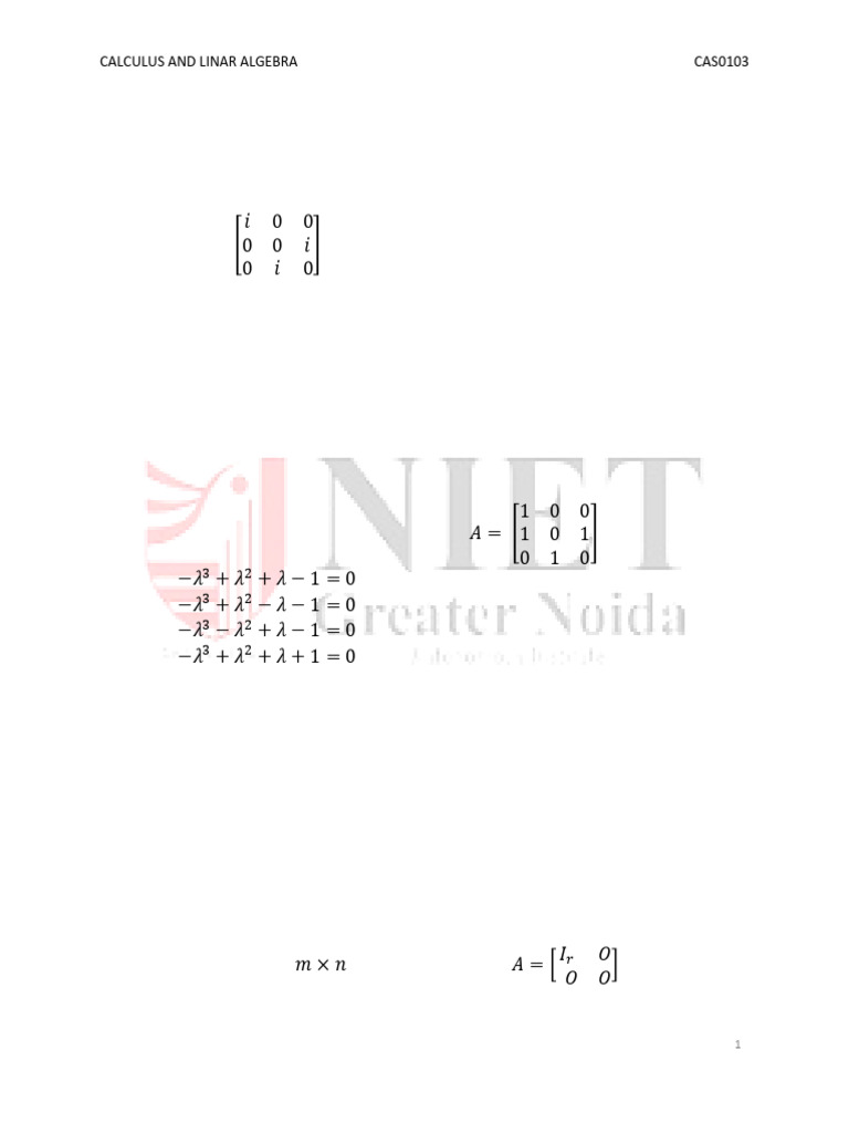 Calculus and Linear Algebra Workbook | PDF | Matrix (Mathematics ...