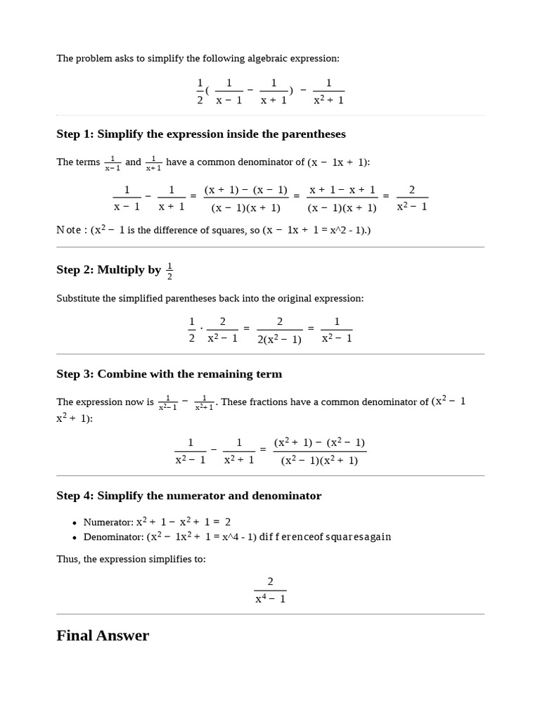 Simplifying Algebraic Expressions | PDF