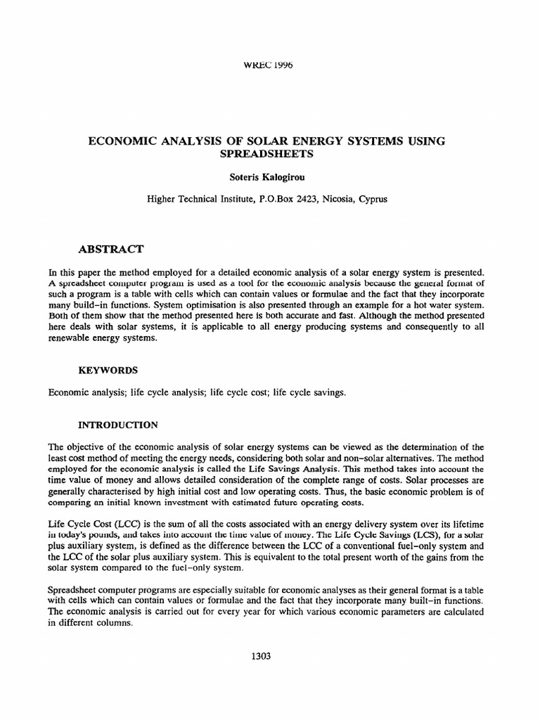 Economic Analysis of Solar Systems | PDF | Interest | Spreadsheet