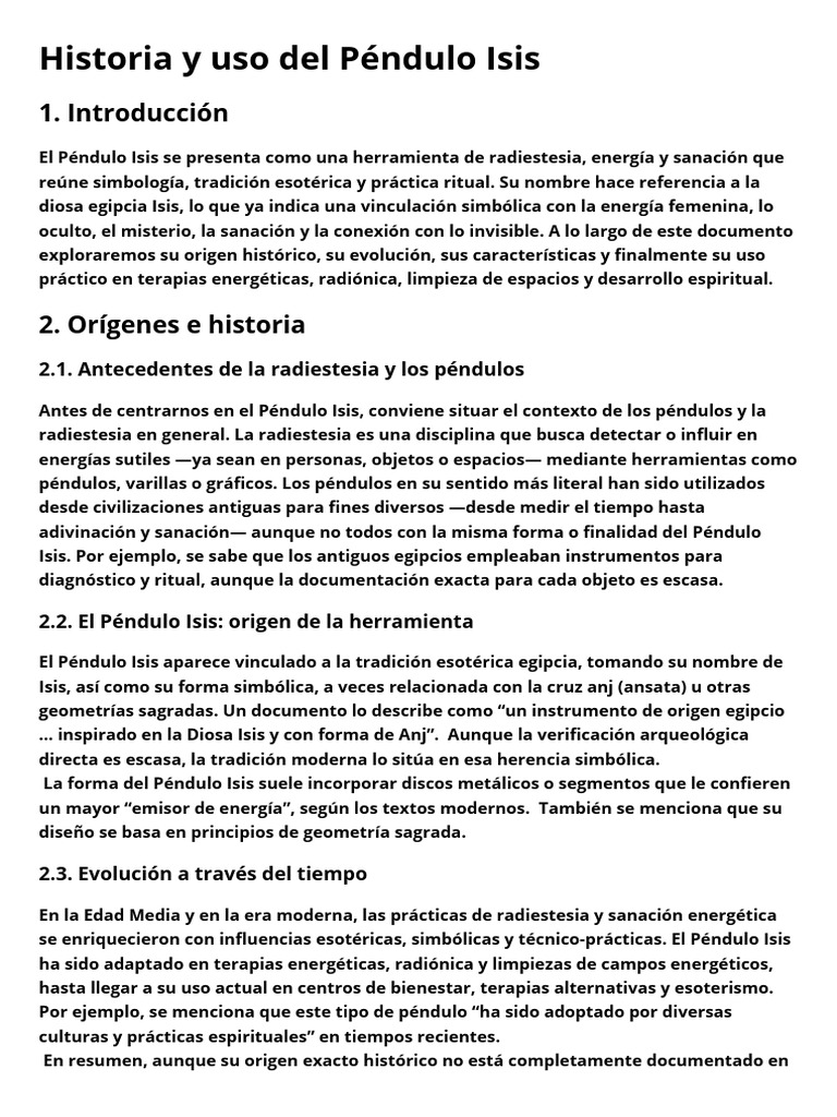 Historia y Uso Del Péndulo Isis | PDF | Isis | El esoterismo