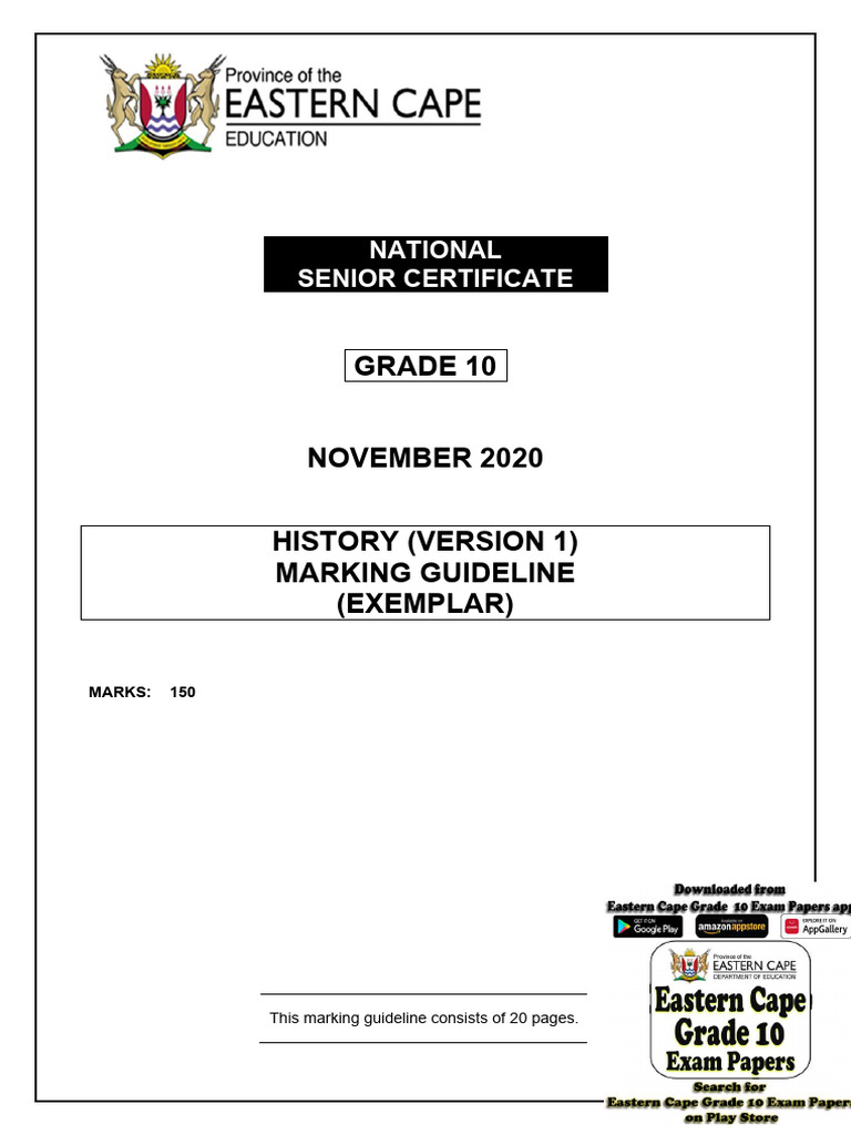 Grade 10 History Marking Guidelines | PDF | Orange Free State