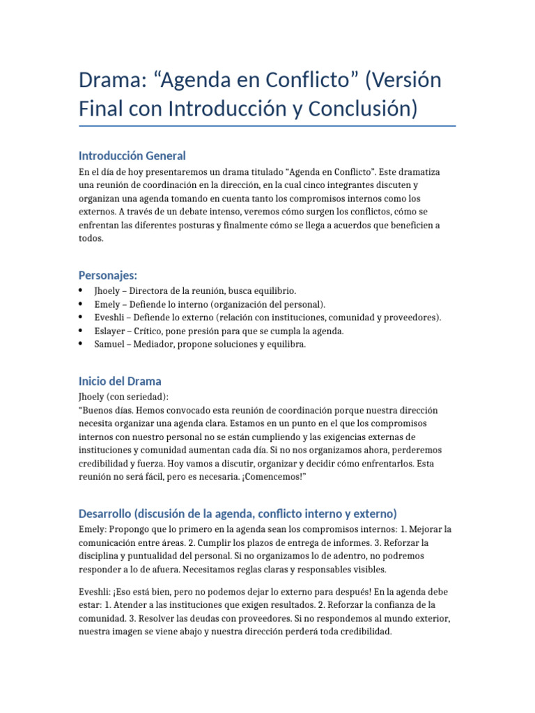Drama Agenda en Conflicto Final | PDF