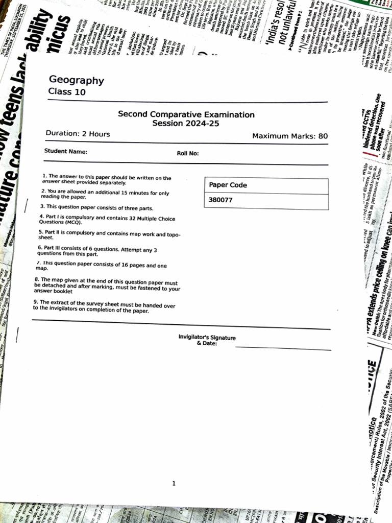 Geography Comparative 2024-25 | PDF