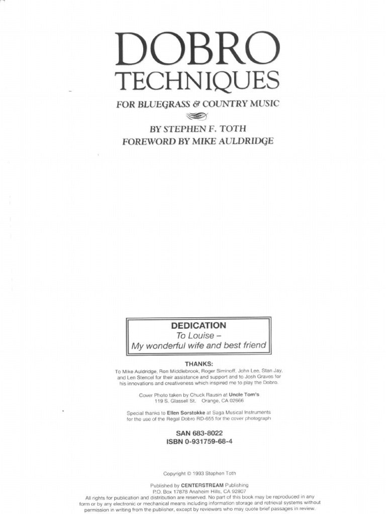 Stephen F. Toth - Dobro Techniques | PDF