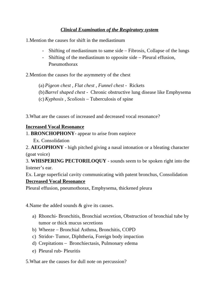 Clinical Examination of Respiratory System | PDF