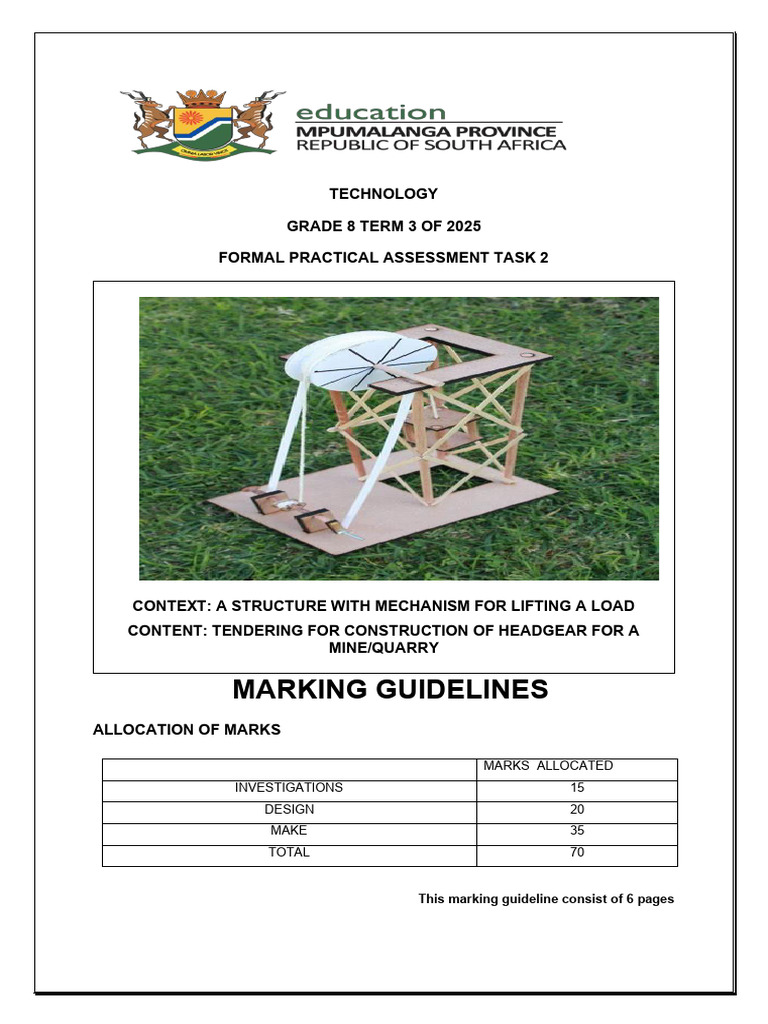 Grade 8 Pat 2 Term 3 of 2025 Marking Guideline 030426 | PDF | Mining ...