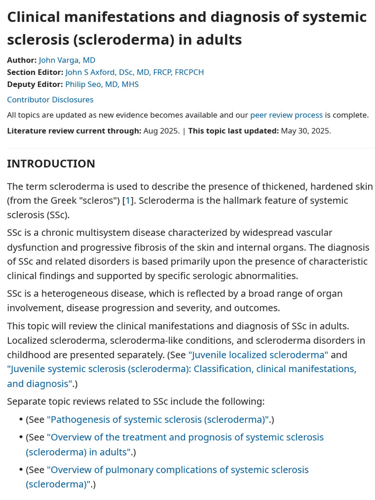 Systemic Sclerosis (Scleroderma) in Adults | PDF | Medical Specialties ...