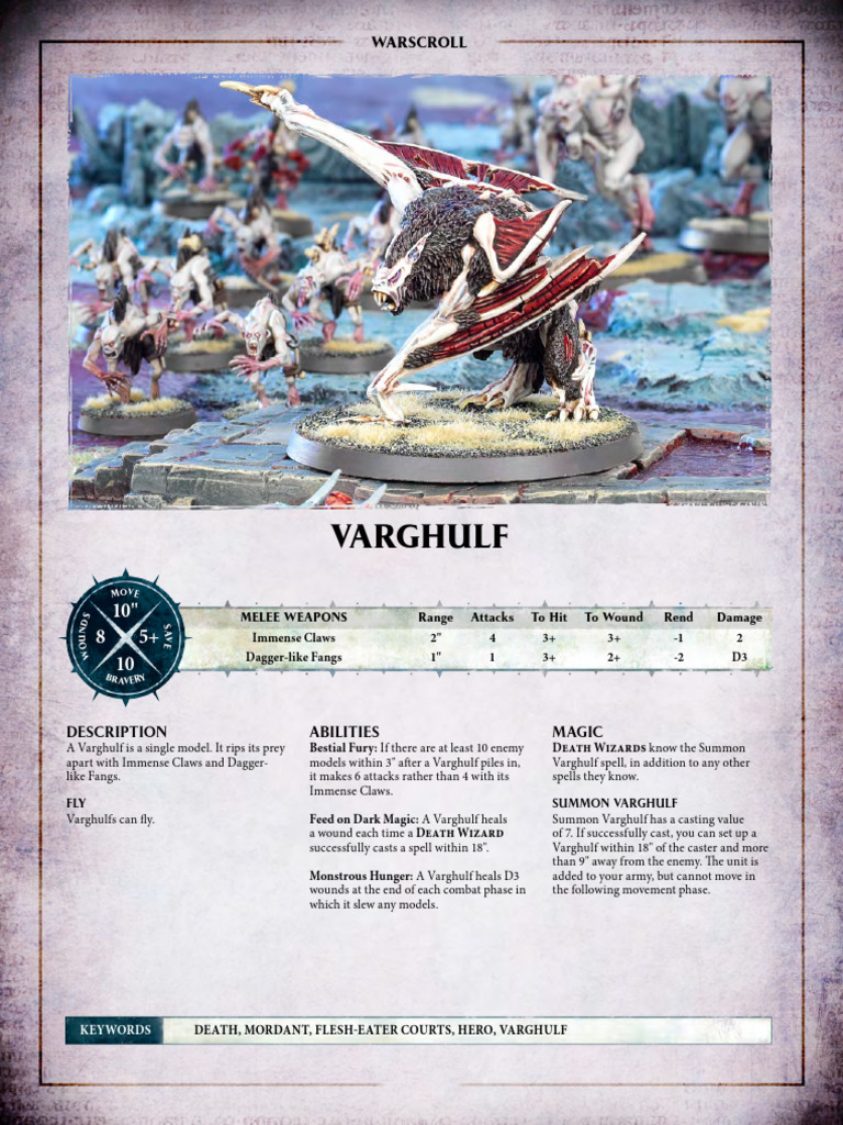 Warhammer - Age of Sigmar - Warscroll - Varghulf | PDF | Tabletop Games ...