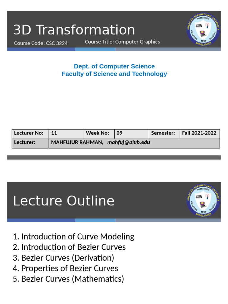 11 - Bezier Curves (Chapter - 5) | PDF | Curve | Geometry
