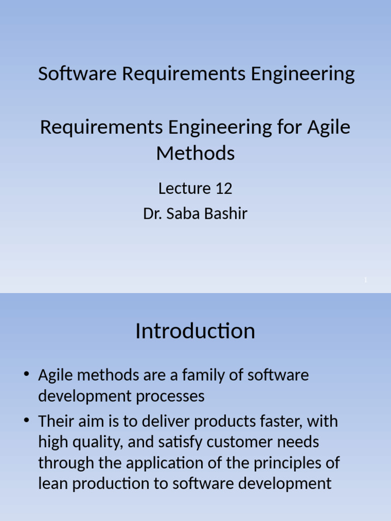 SRE Lecture 12 RE Agile | PDF | Agile Software Development | Information Technology