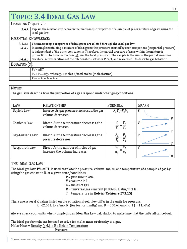 Ideal Gas Law and Applications | PDF | Gases | Mole (Unit)