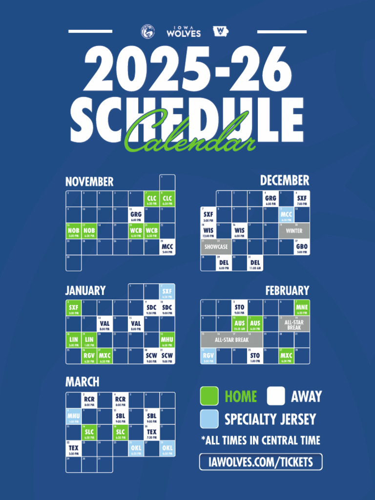2025 26 Iowa Wolves Schedule PDF | PDF