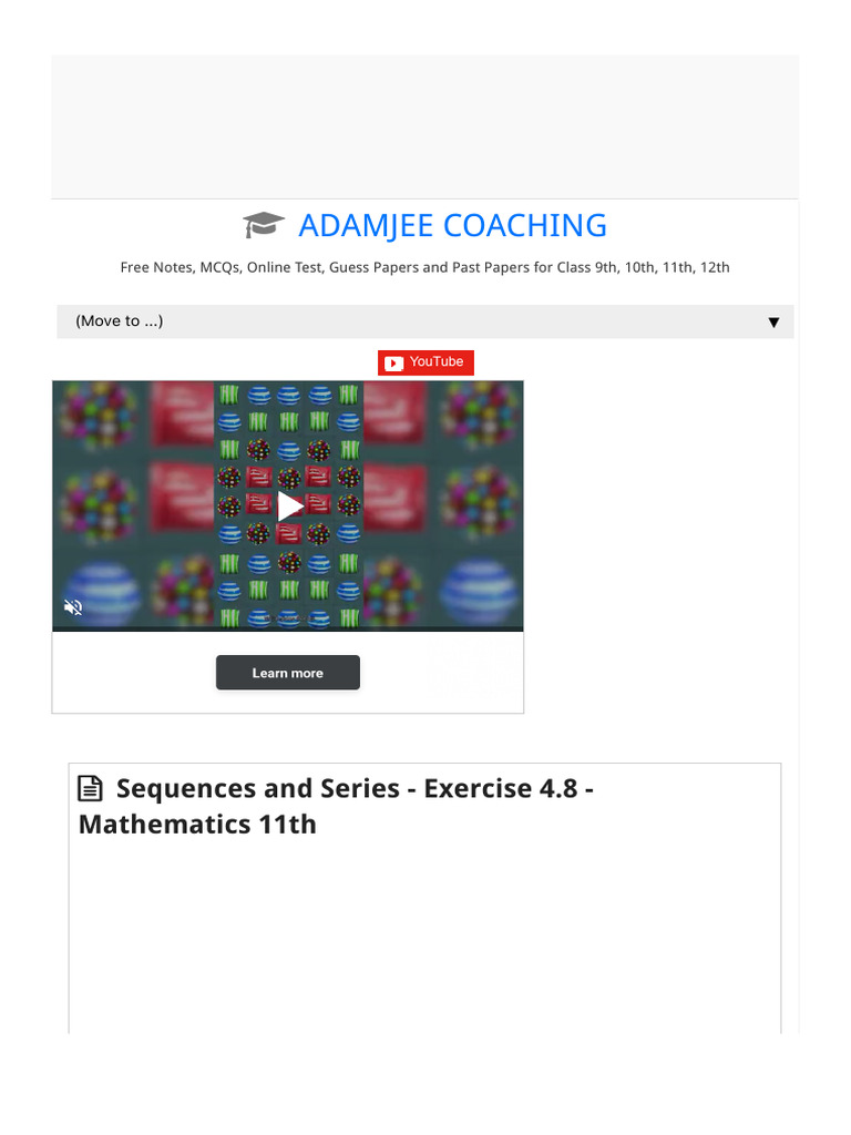 Adamjee Coaching: Sequences and Series - Exercise 4.8 - Mathematics ...