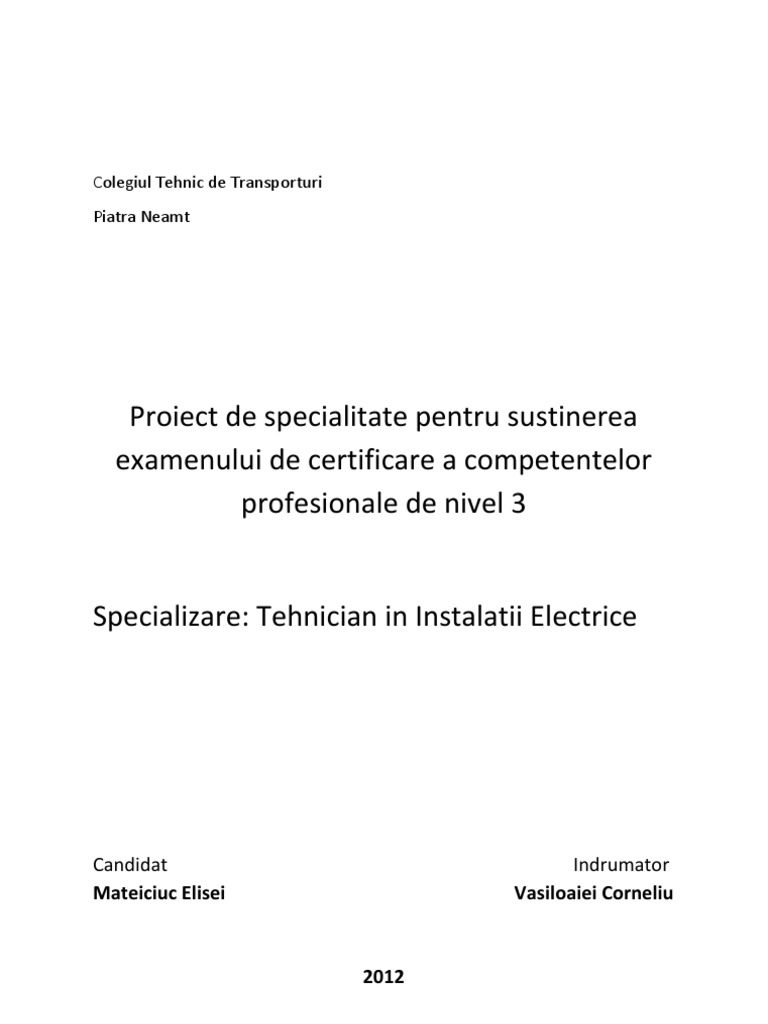 Liniile Electrice Aeriene - Proiect Complet | PDF