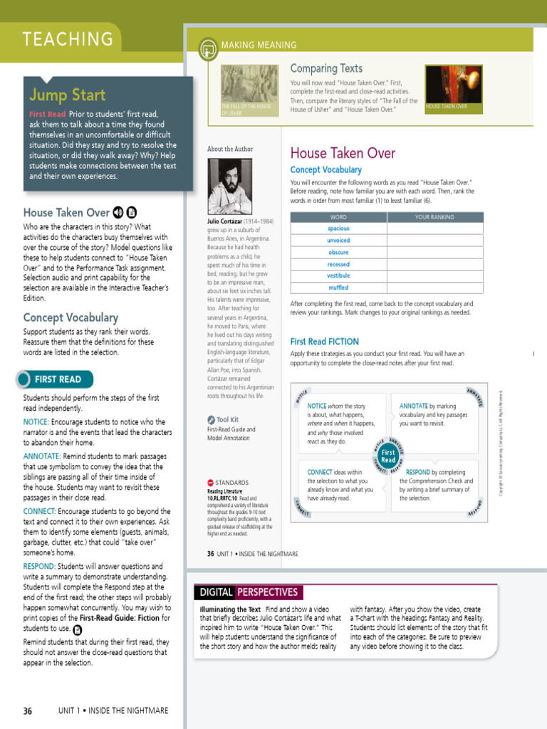 Analyzing "House Taken Over" | PDF | Reading Comprehension