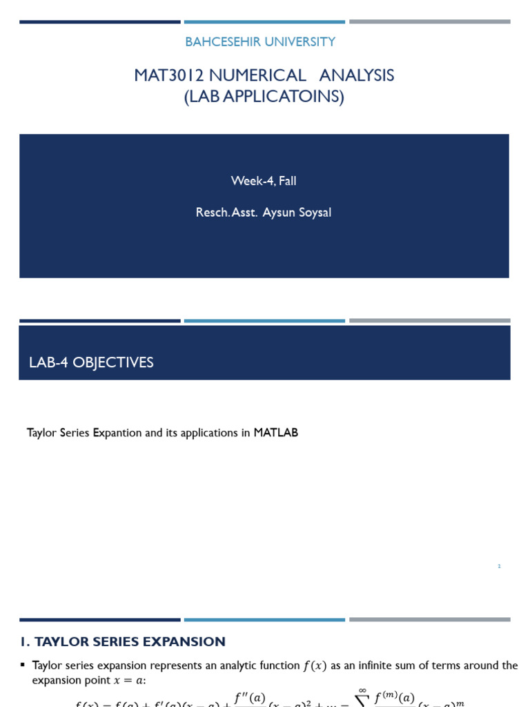 MATLAB Taylor Series Analysis Lab | PDF | Algorithms | Computational ...