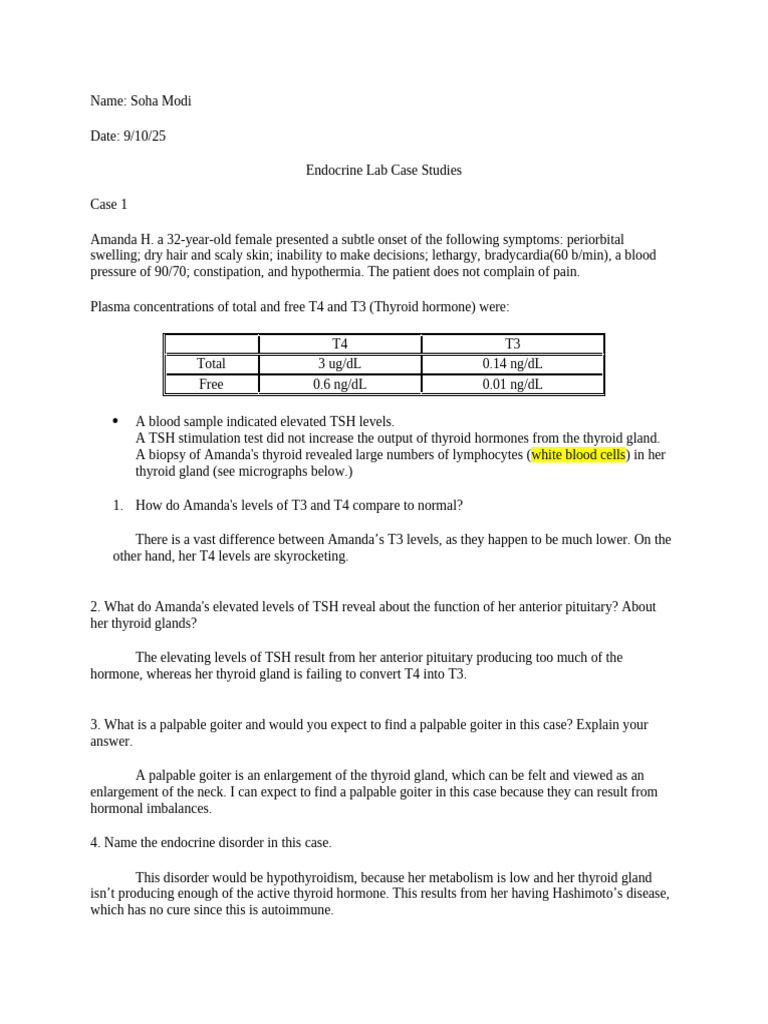 Endocrine Case Study | PDF | Adrenal Gland | Cortisol