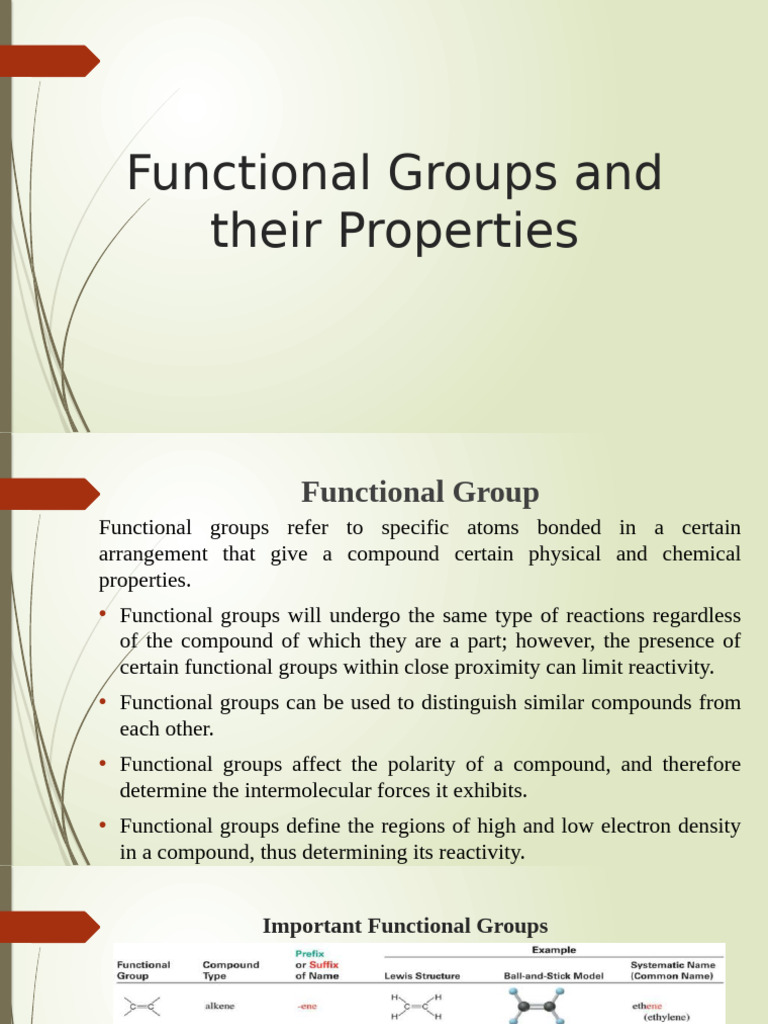 Properties of Functional Groups | PDF | Carboxylic Acid | Functional Group