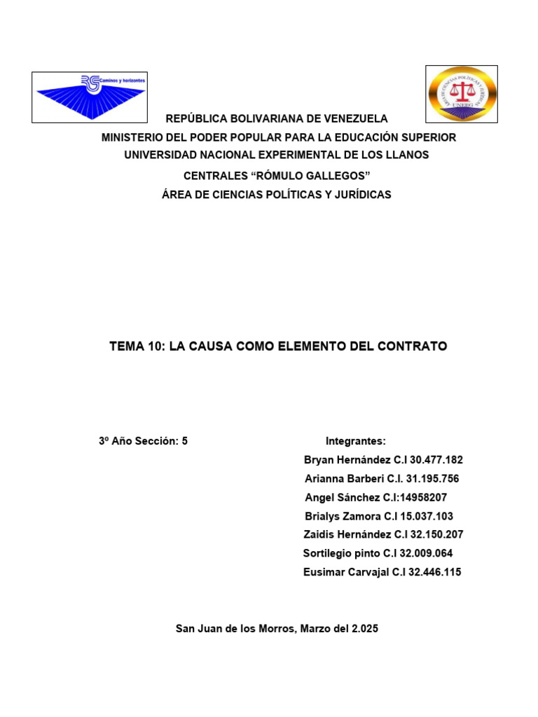 La Causa en el Contrato: Elementos Clave | PDF | Causalidad | Precios
