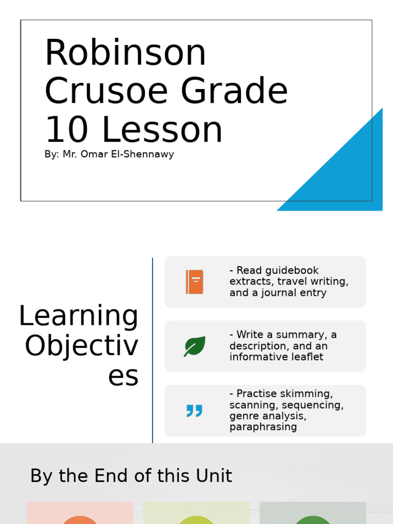 Robinson Crusoe Grade 10 Lesson | PDF
